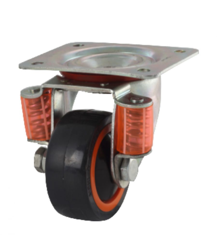 100mm Double Spring Loaded PU wheel Castor | Kalpar Castors