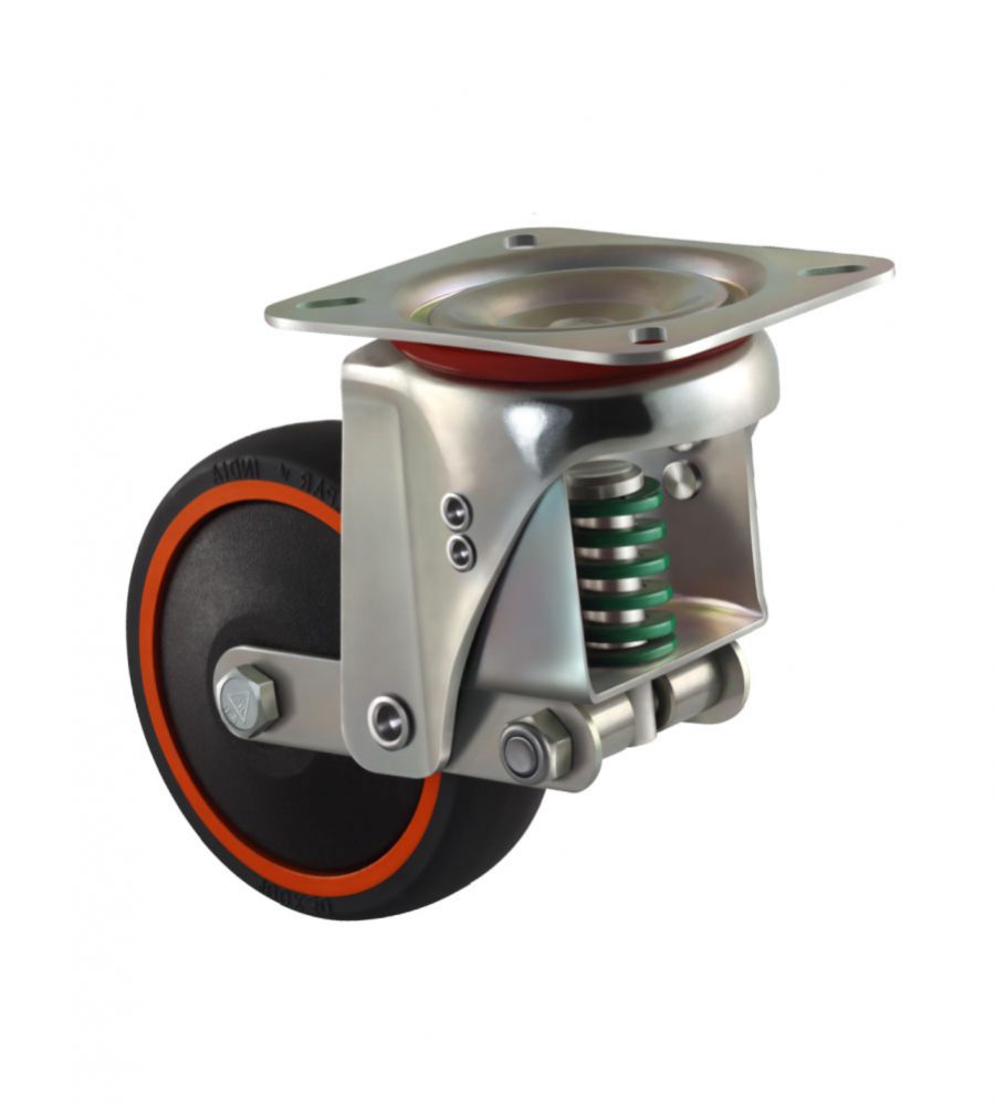 100mm Spring Loaded PU Wheel Swivel Type Castor | Kalpar Castors