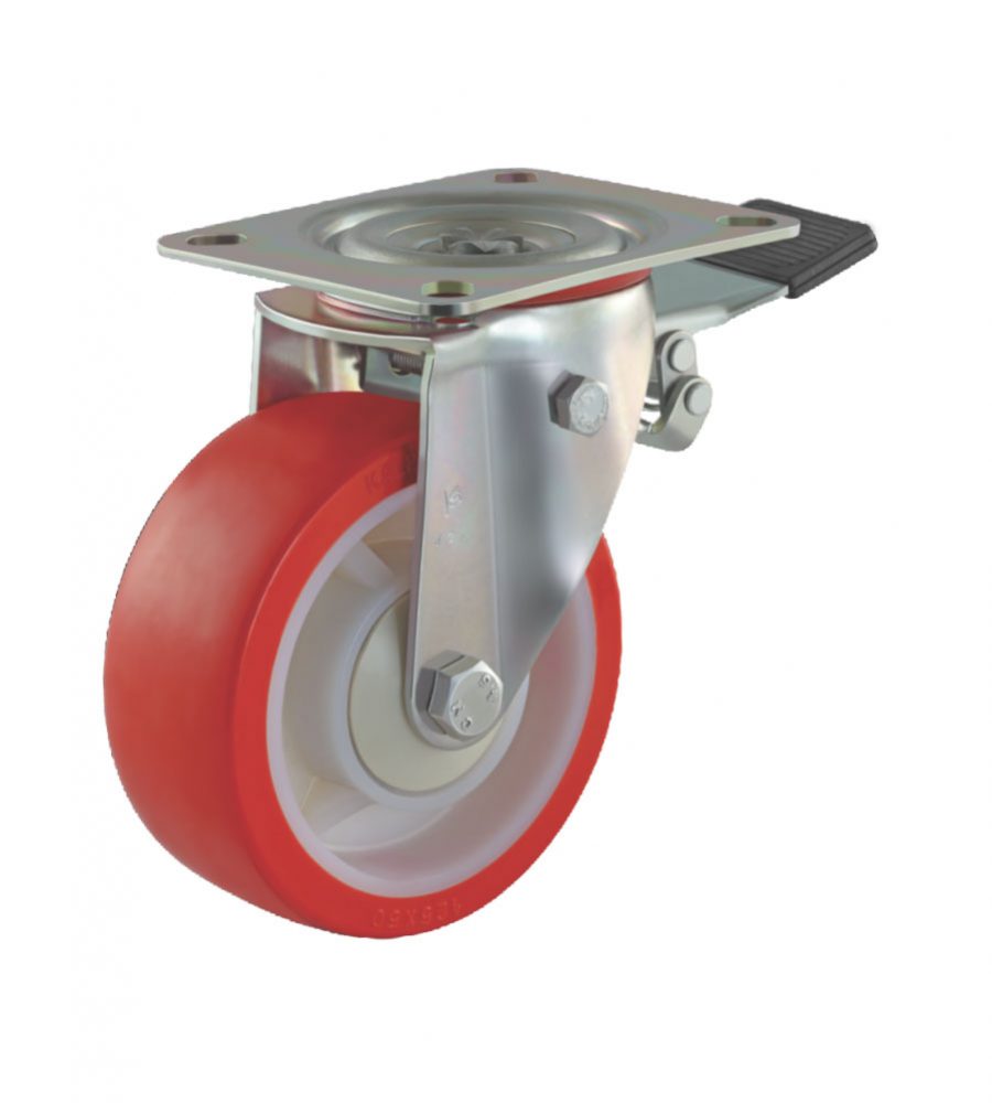 200mm Swivel Type Medium Heavy Duty PU Wheel Castor | Kalpar Castors